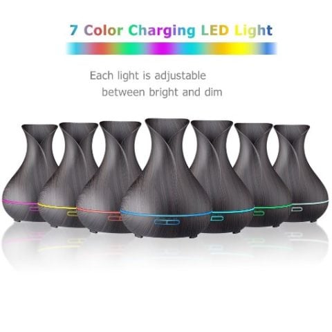 GreenLeaf Vase Shape Essential Oil Diffuser and Humidifier, Dark Wood ...