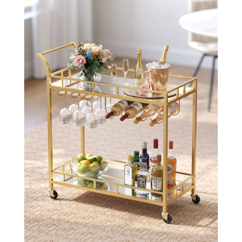 Bragg Ibiza Rolling Bar Storage Cart, Gold | GreenLeaf Home