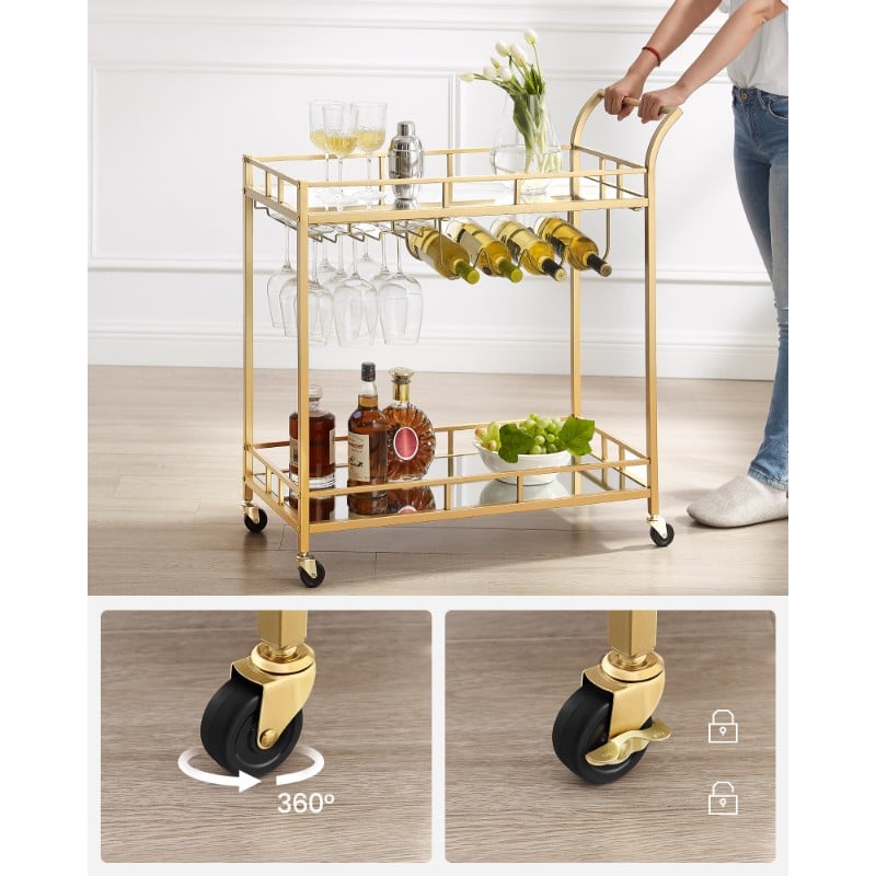 Bragg Ibiza Rolling Bar Storage Cart, Gold | GreenLeaf Home