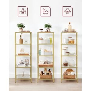 Bragg York 5-Tier Glass Display Table, Gold | GreenLeaf Home